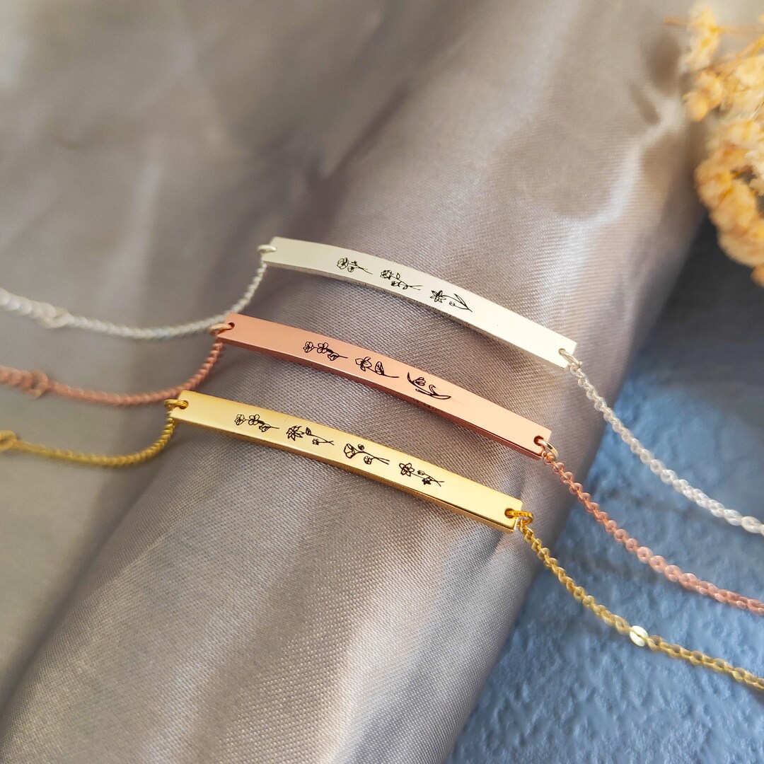 Custom Birth Flower Bracelet,family Bracelet for Mom,mothers Day Gift ...