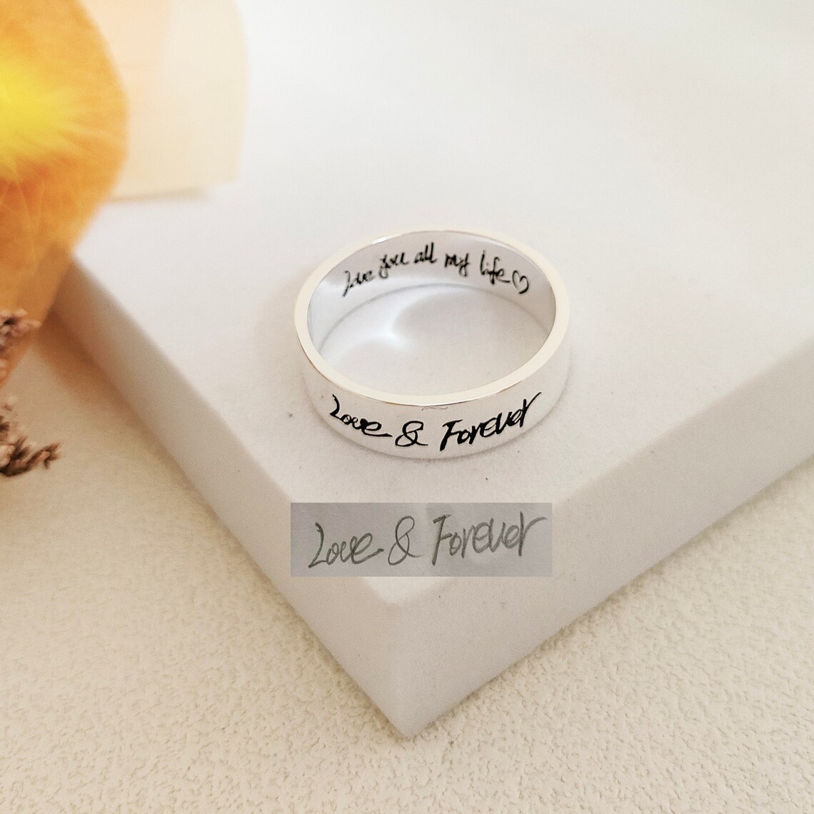 Personalized Actual Handwriting Ring,wide Handwriting Band,keepsake ...
