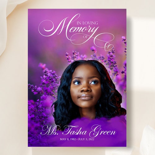 Purple Gold Sky 8 Page Funeral Program Template Editable - Etsy