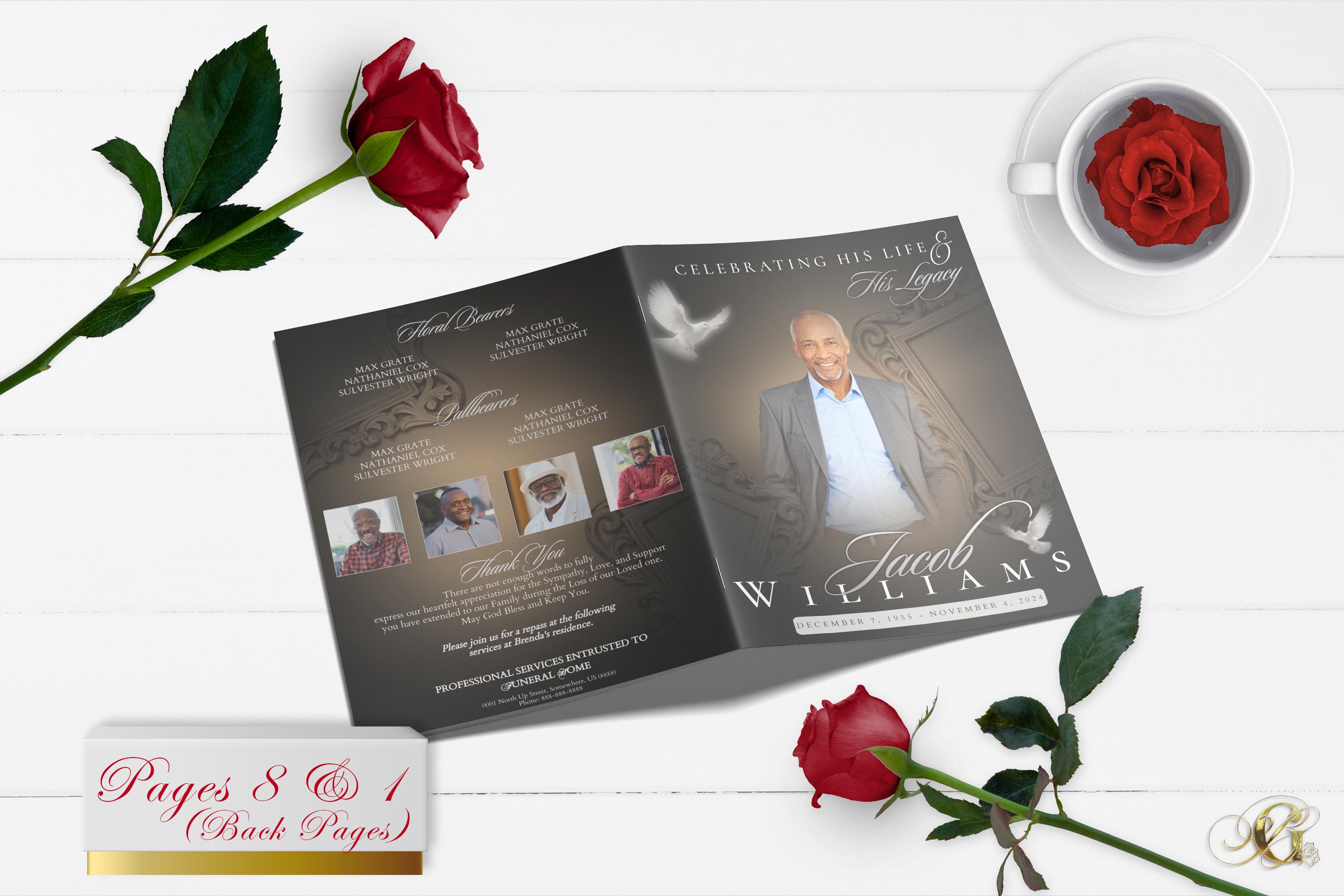 Professional Funeral Program Template | 8 Page, Editable, 11x17 - Etsy