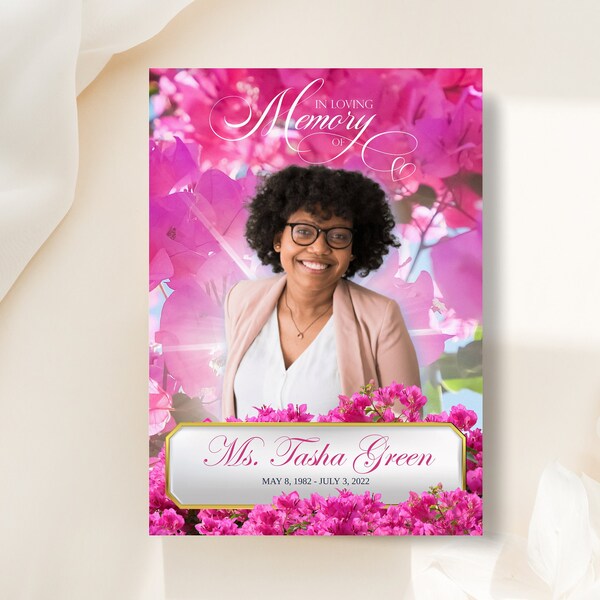 Pink Funeral Program - Etsy