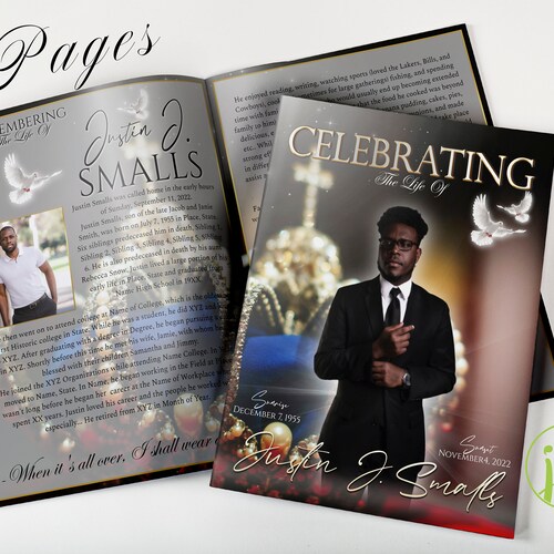 Gorgeous Pink Funeral Program Template 8 Page Editable - Etsy