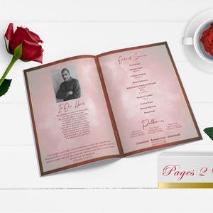 Red Funeral Program Template With Angel Wings Bi-fold 8 - Etsy
