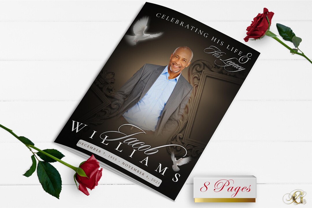 Professional Funeral Program Template | 8 Page, Editable, 11x17 - Etsy