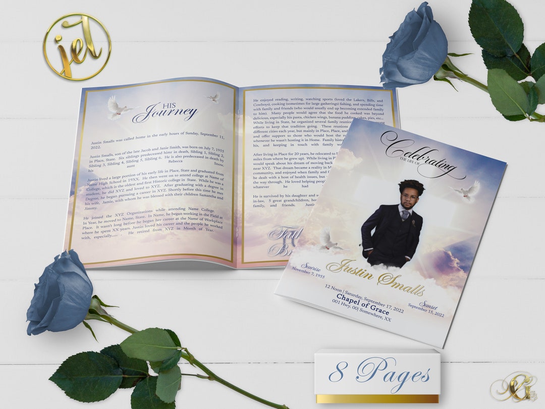Christian Funeral Program Template 8 Page Editable - Etsy México