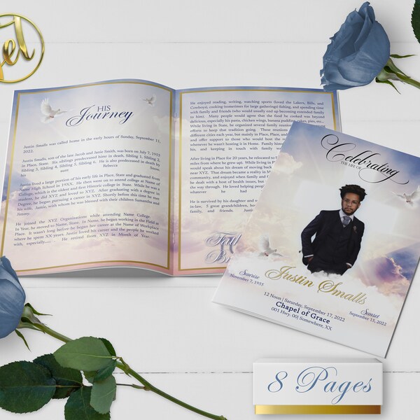 Christian Funeral Program Template - Etsy