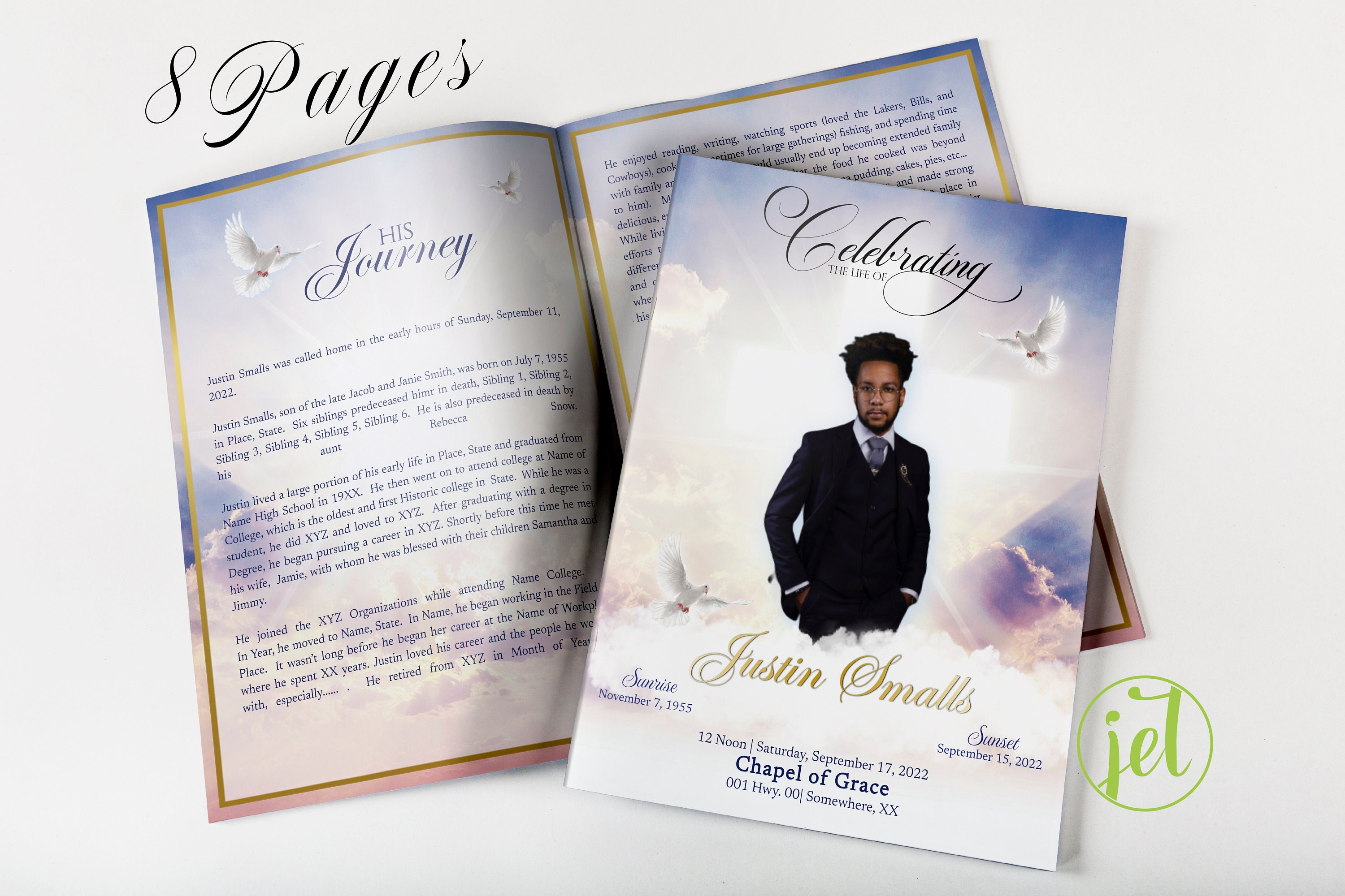 Christian Funeral Program Template 8 Page Editable - Etsy UK