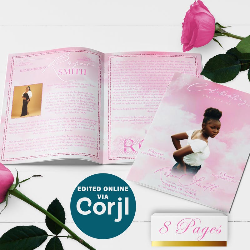 Pink Funeral Program - Etsy