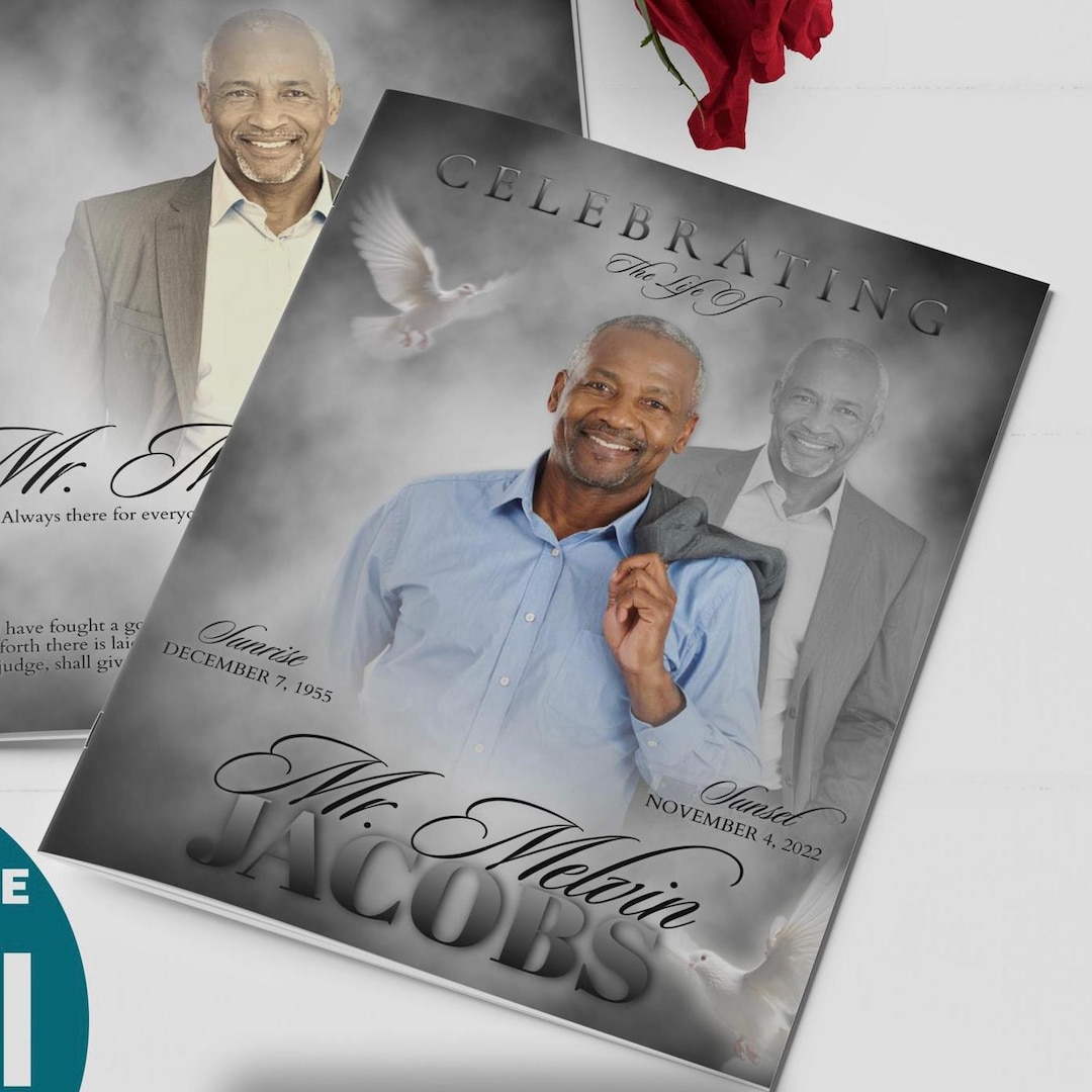 Professional Funeral Program Template | 8 Page, Editable, 11x17 - Etsy