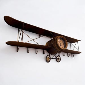 Vintage Look Aeroplane Shelf With Hooks - Aviation-inspired Wall Decor ...