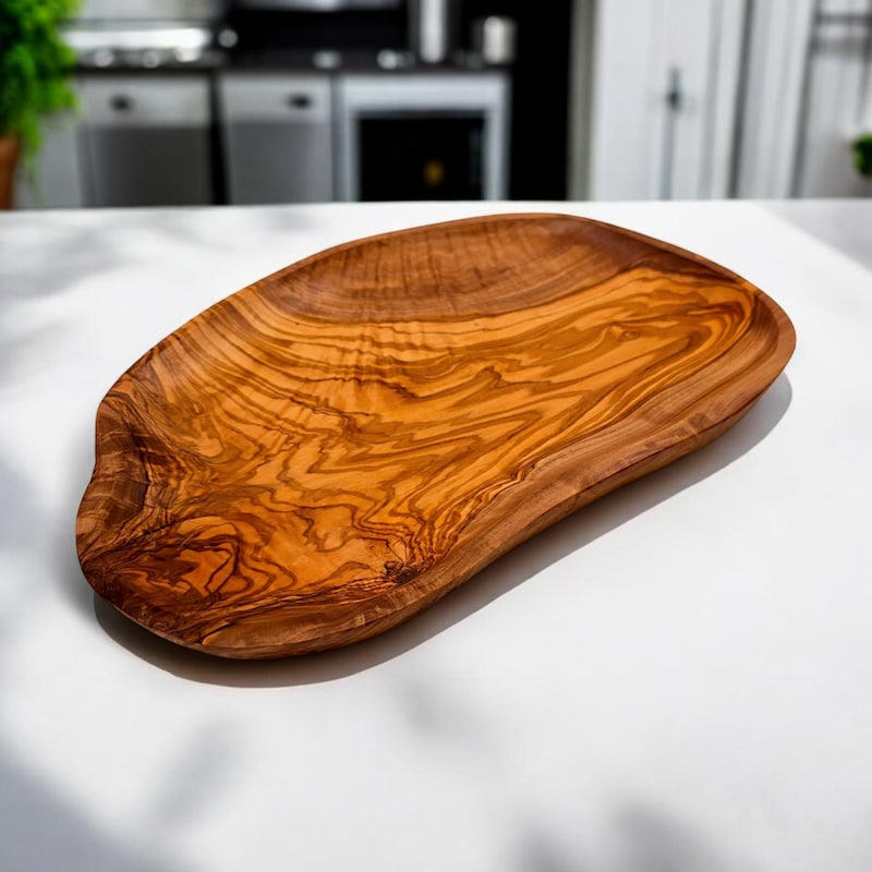 Olive Wood Tray Round - Etsy UK