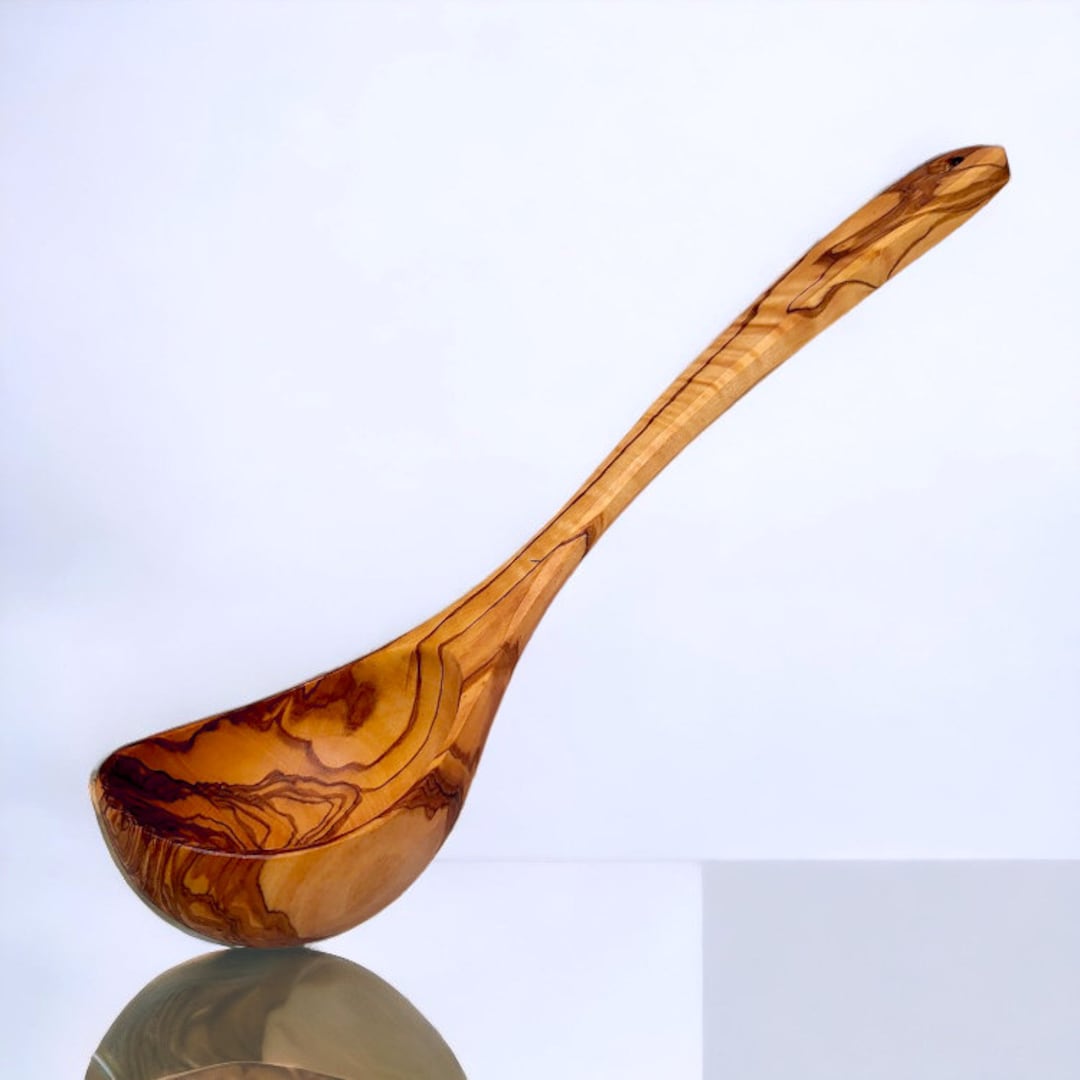 Olive Wood Wooden Ladle, Soup Server, Cooking, Kitchen Utensils ...