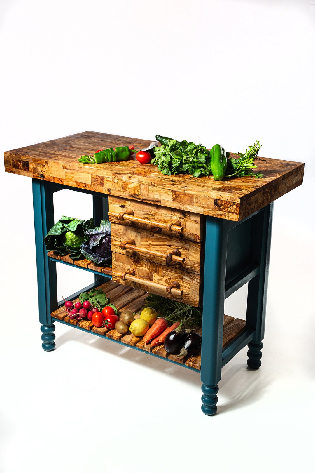 Olive Wood Table Butcher Block Kitchen Butcher Block Small - Etsy