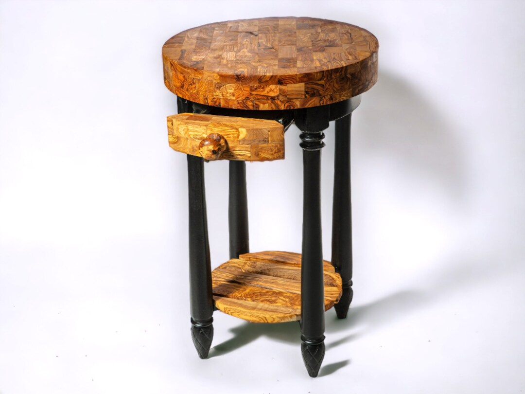 Olive Wood Butcher Block Island, Table Butcher Block, Kitchen Cart ...
