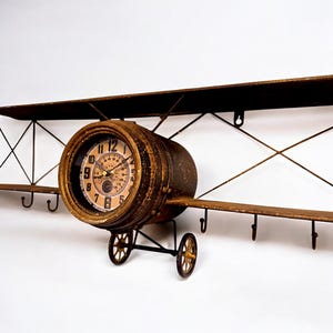 Vintage Look Aeroplane Shelf With Hooks - Aviation-inspired Wall Decor ...