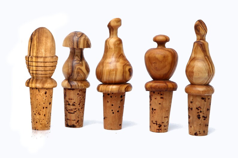 Olive Wood Wooden Bottle Stopper Handcrafted Wine Cork | Mushroom ...
