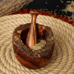 Olive Wood Natural Mortar & Pestle 8 Cm, Pestle and Mortar, Gift for ...