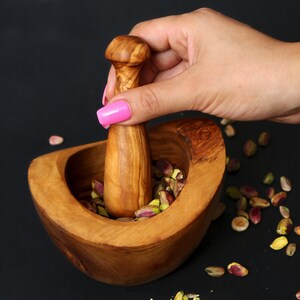 Olive Wood Natural Mortar & Pestle 8 Cm, Pestle and Mortar, Gift for ...