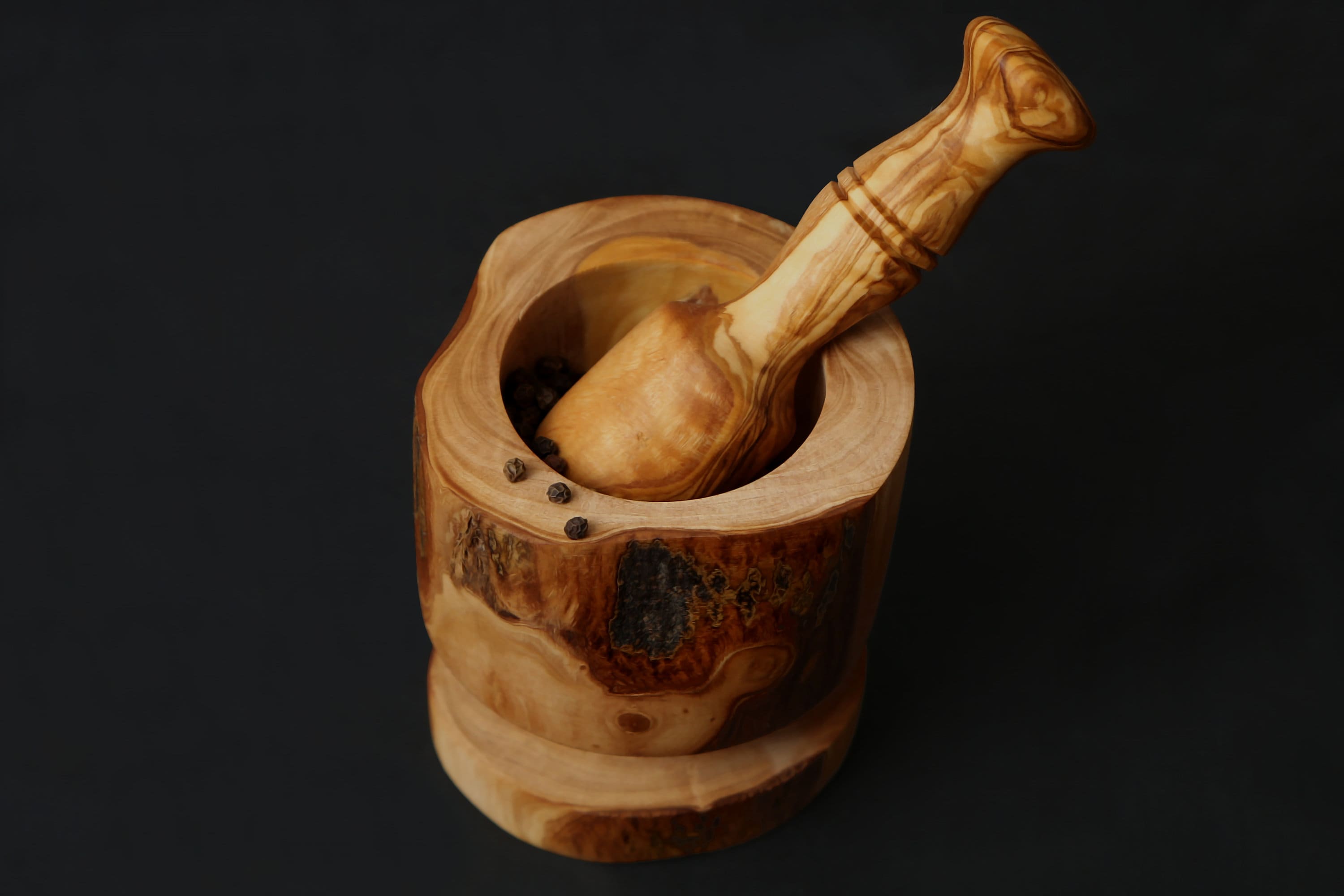 Olive Wood Rustic Mortar & Pestle With Support 13 Cm Pestle - Etsy