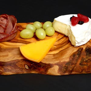 Personalised Olive Wood Solid Hand Crafted Irregular Shaped Cheese ...