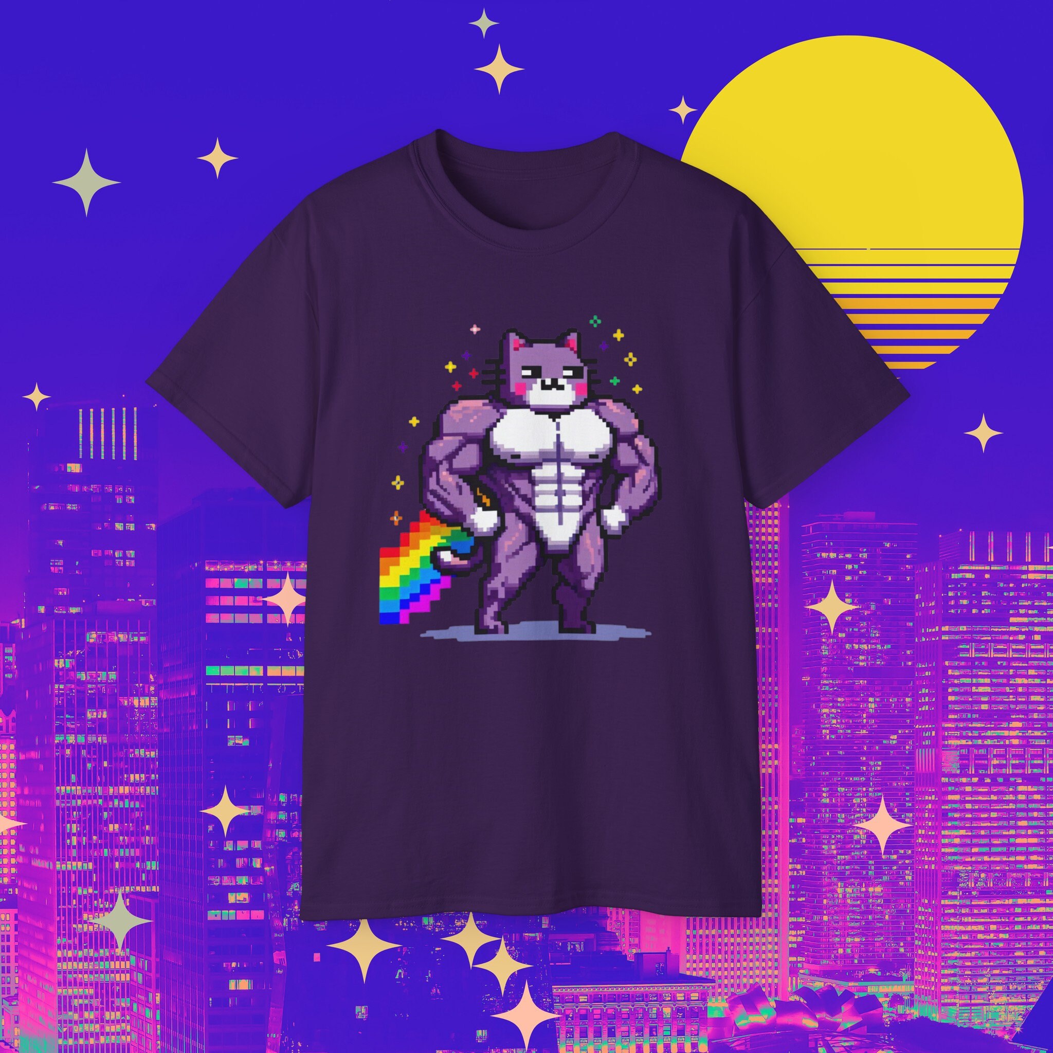 Giga Nyan Cat , Gigachad, Rainbow Cat, Parody, Meme, Funny, T-shirt, - Etsy