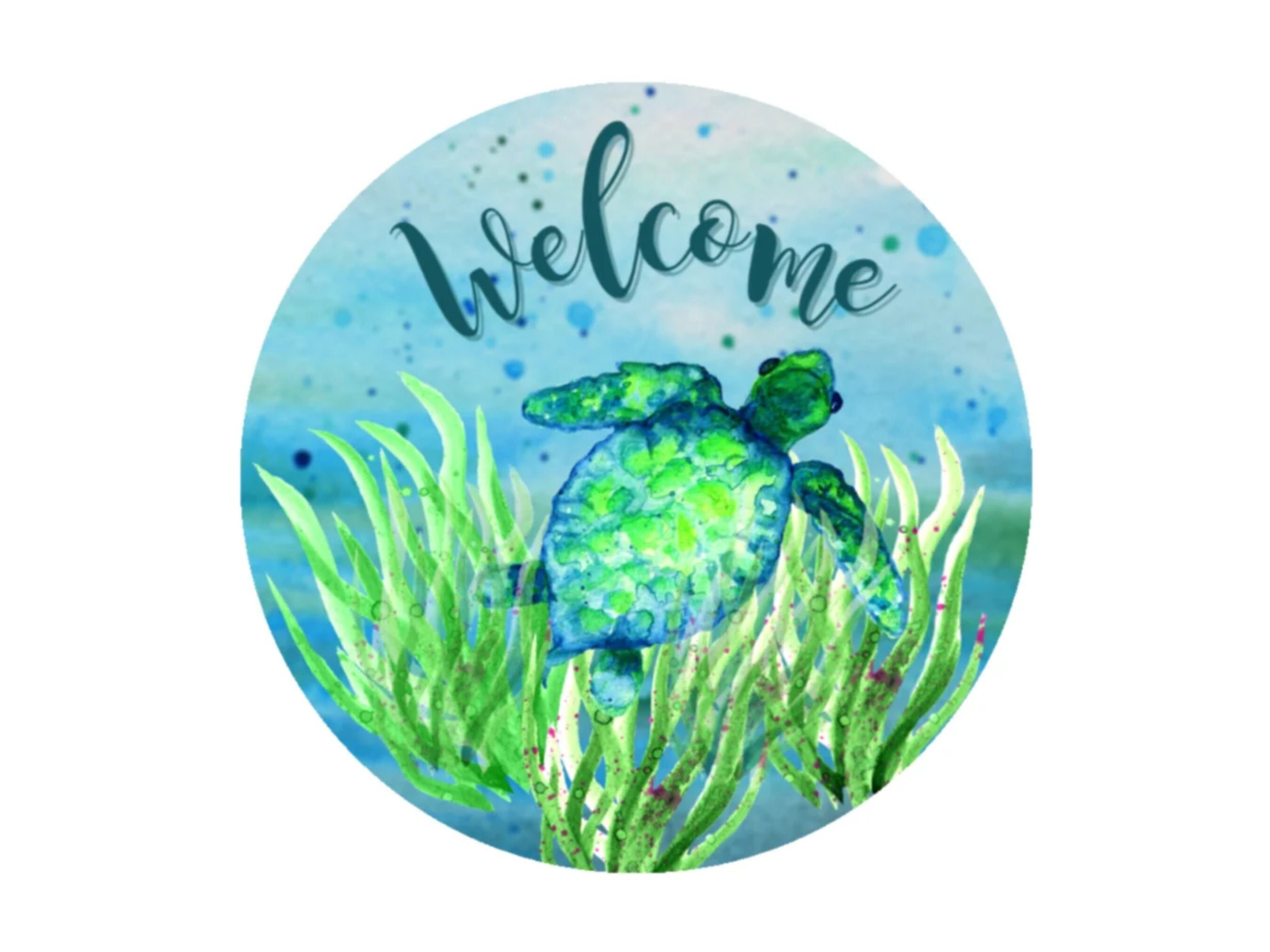 Welcome Sea Turtle Sign Ocean Life Wreath Attachment Beach - Etsy