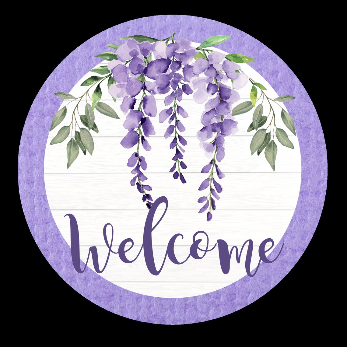 Purple Wisteria Welcome Wreath Sign Lavender Welcome Sign - Etsy