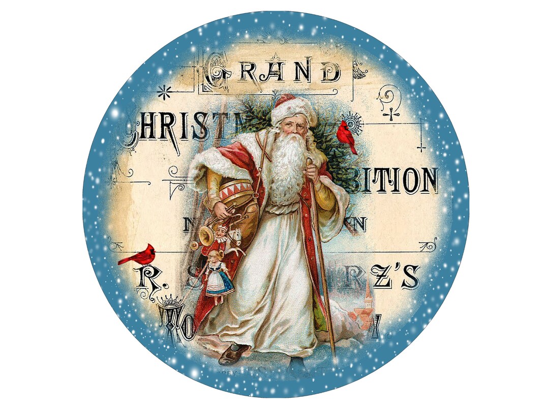 Vintage Antique Santa Claus Christmas Wreath Sign, Old World St ...