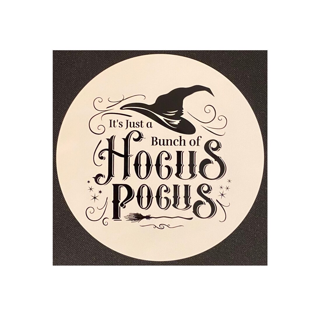 Hocus Pocus Wreath Sign, Round Halloween Wreath Attachment, Black White ...