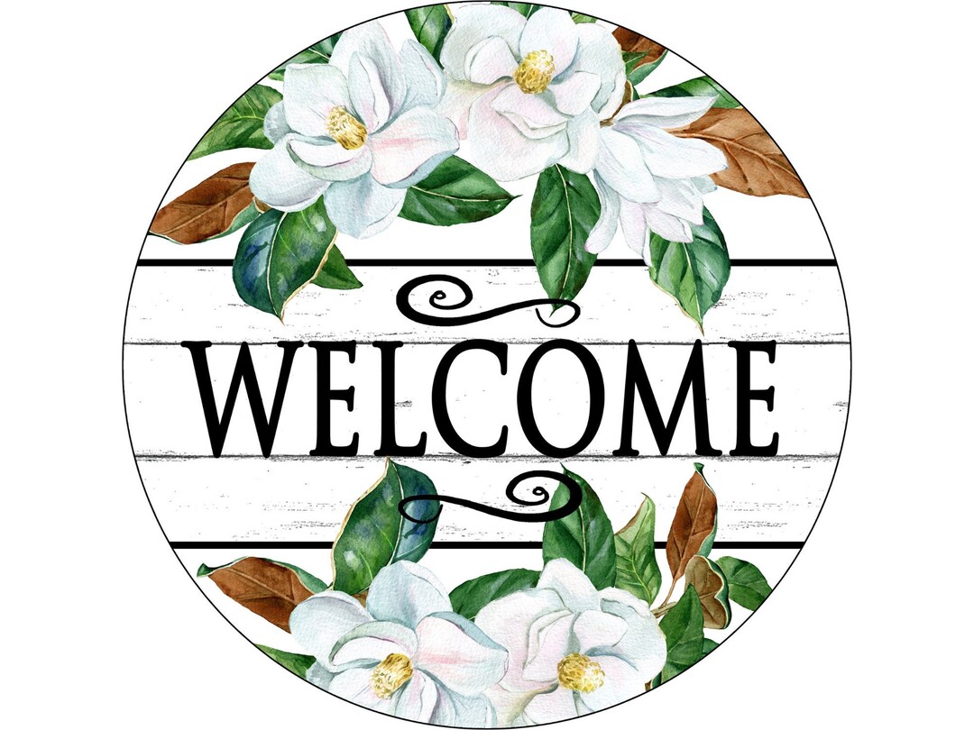 Welcome Wreath Sign With Magnolias, Magnolia Sign, Everyday Floral ...