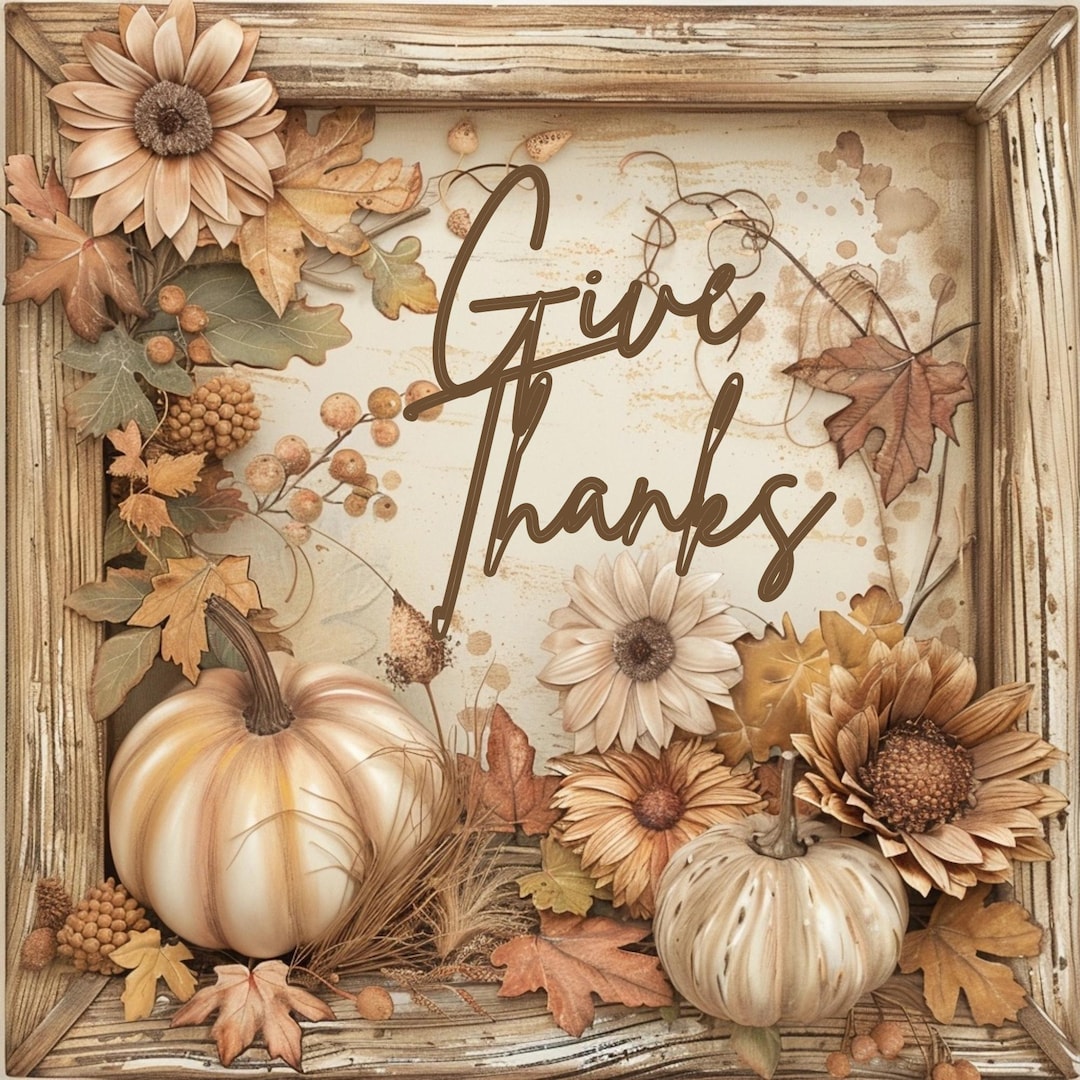 Square Giv Thanks Metal Wreath Sign, Rustic Fall Wall Decor, Square DIY ...