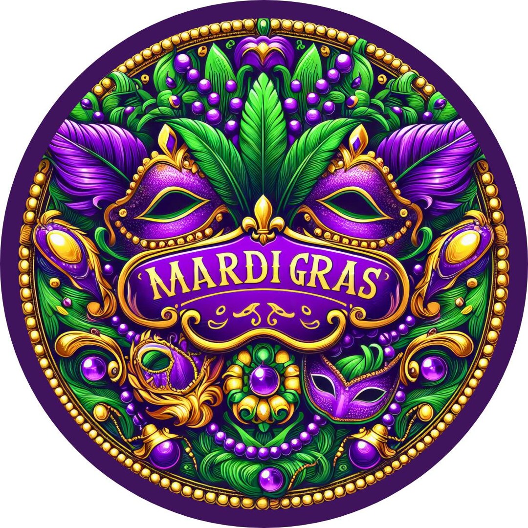 Mardi Gras Mask Wreath Sign, Colorful New Orleans Fat Tuesday ...