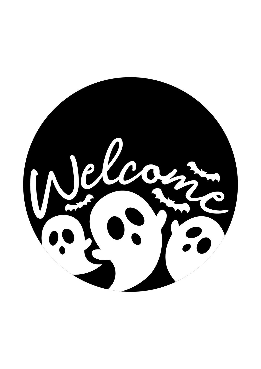 Halloween Ghost Welcome Wreath Sign, Spooky Halloween Wreath Attachment ...
