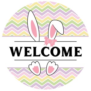 Spring Bunny Welcome Sign, Spring Pastel Wreath Attachment, Easter ...