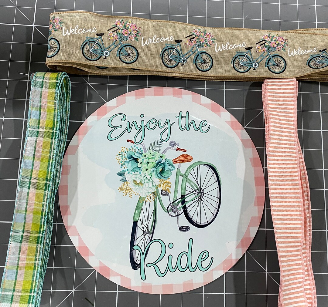 Summer Enjoy the Ride Bicycle Welcome Sign and Ribbon Kit, Spring ...