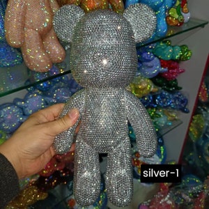 Silver Handmade Rhinestone Bear Brick Figurine Diamond Bear - Etsy