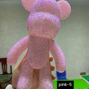 Pink Handmade Rhinestone Bear Brick Figurine, Diamond Bear Statue, 5D ...