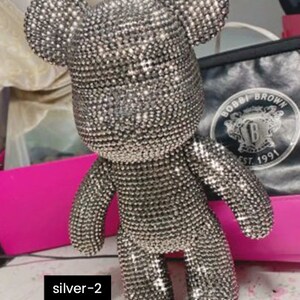 Silver Handmade Rhinestone Bear Brick Figurine Diamond Bear - Etsy