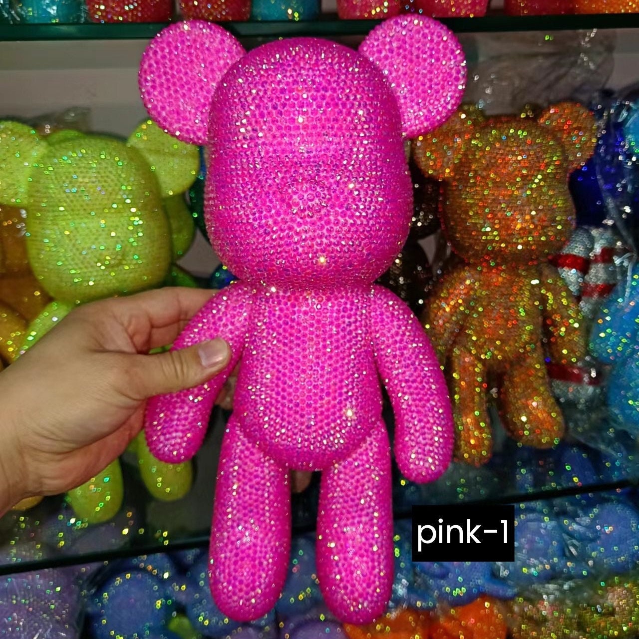 Pink Handmade Rhinestone Bear Brick Figurine Diamond Bear - Etsy