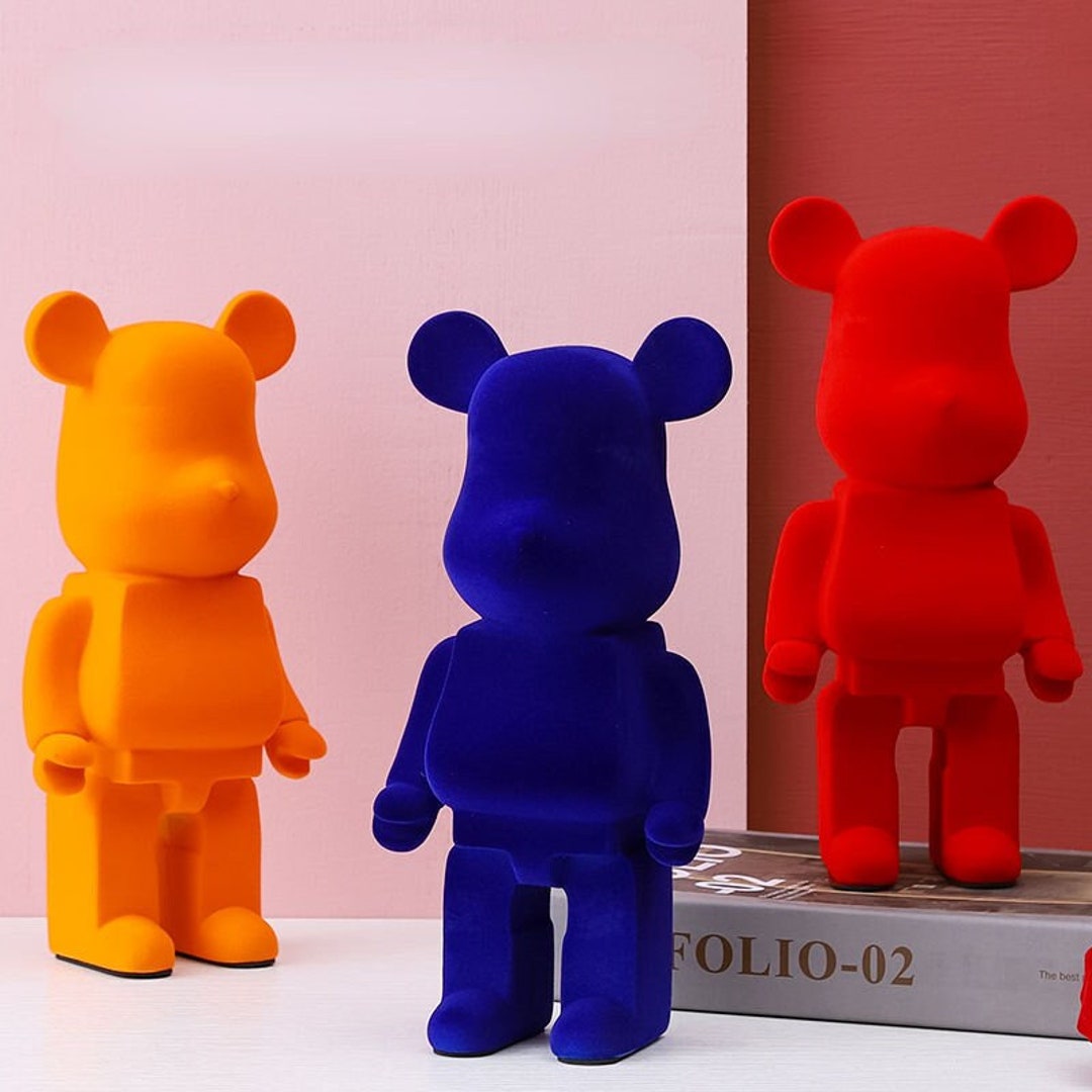Flocked Bear Brick Replica Bear Brick Statue Home Decoration Art Deco ...