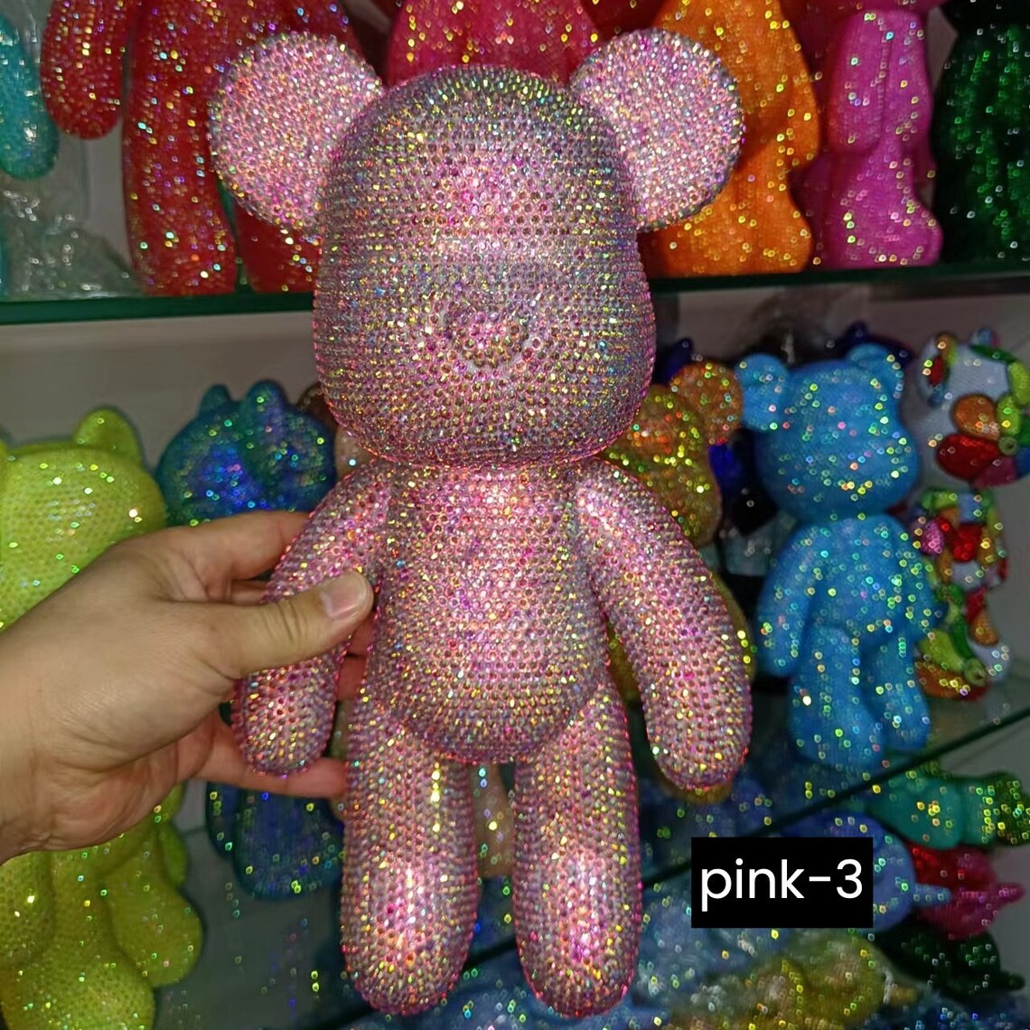 Pink Handmade Rhinestone Bear Brick Figurine Diamond Bear - Etsy