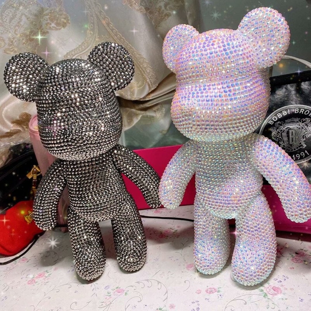 Silver Handmade Rhinestone Bear Brick Figurine Diamond Bear - Etsy