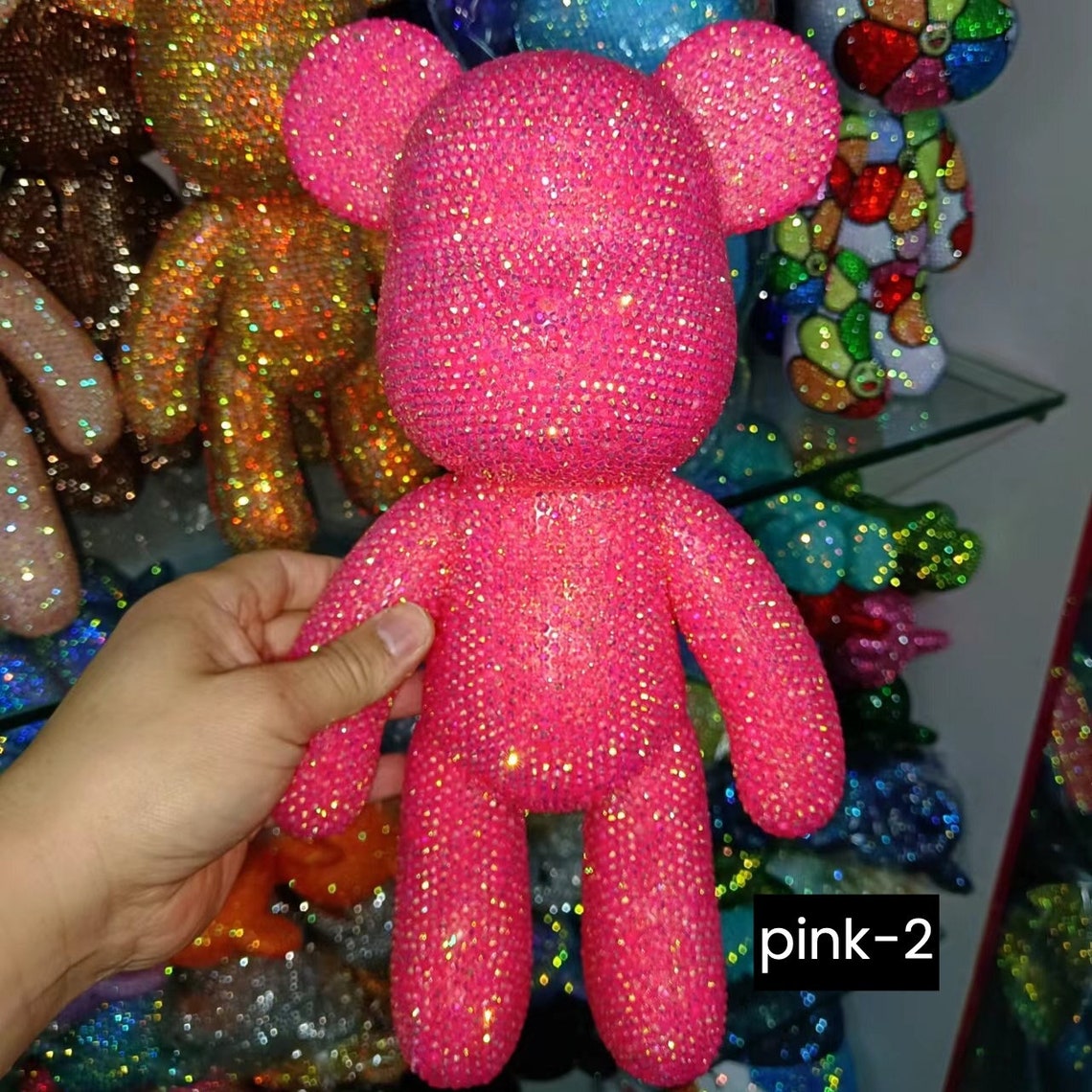 Pink Handmade Rhinestone Bear Brick Figurine Diamond Bear - Etsy