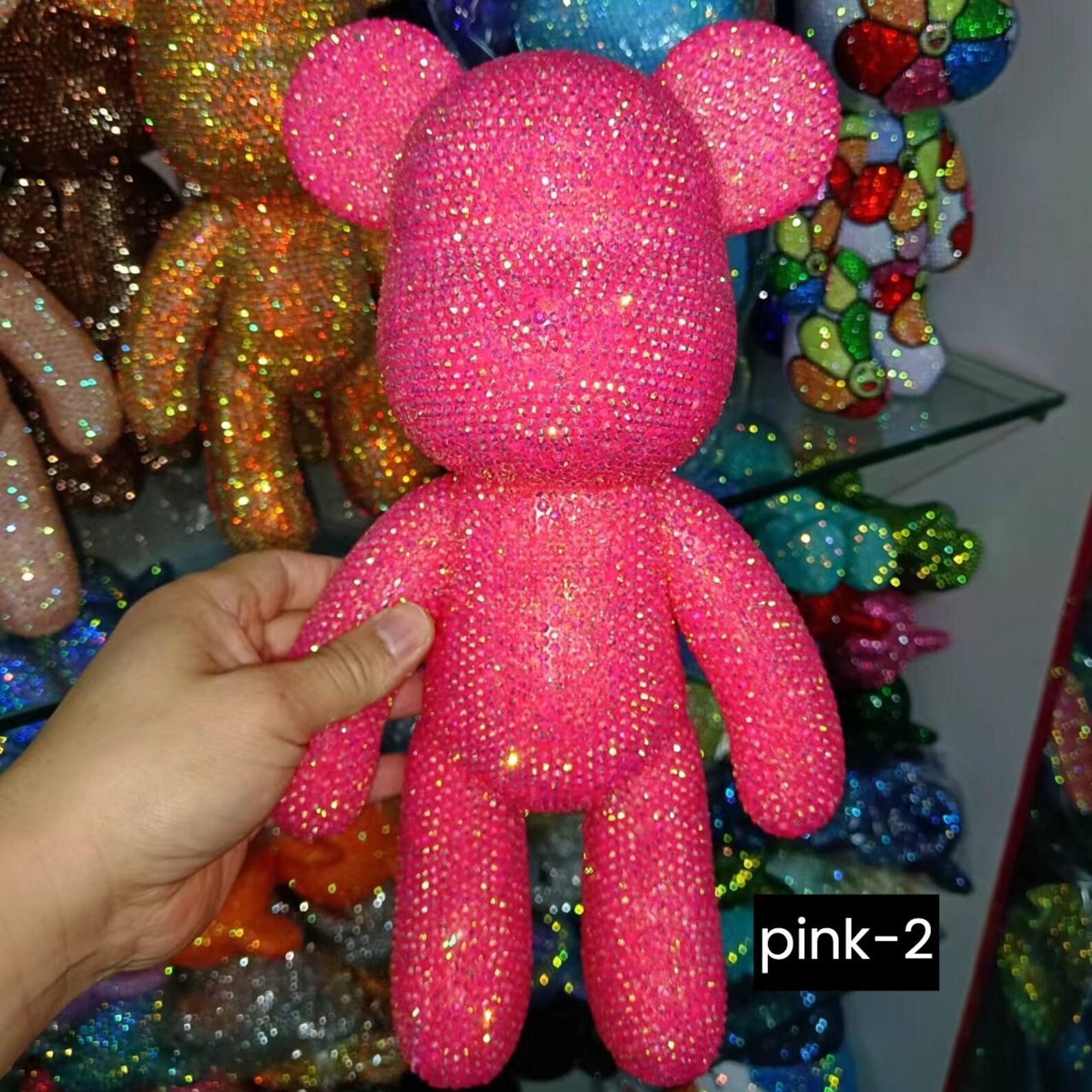 Pink Handmade Rhinestone Bear Brick Figurine Diamond Bear - Etsy