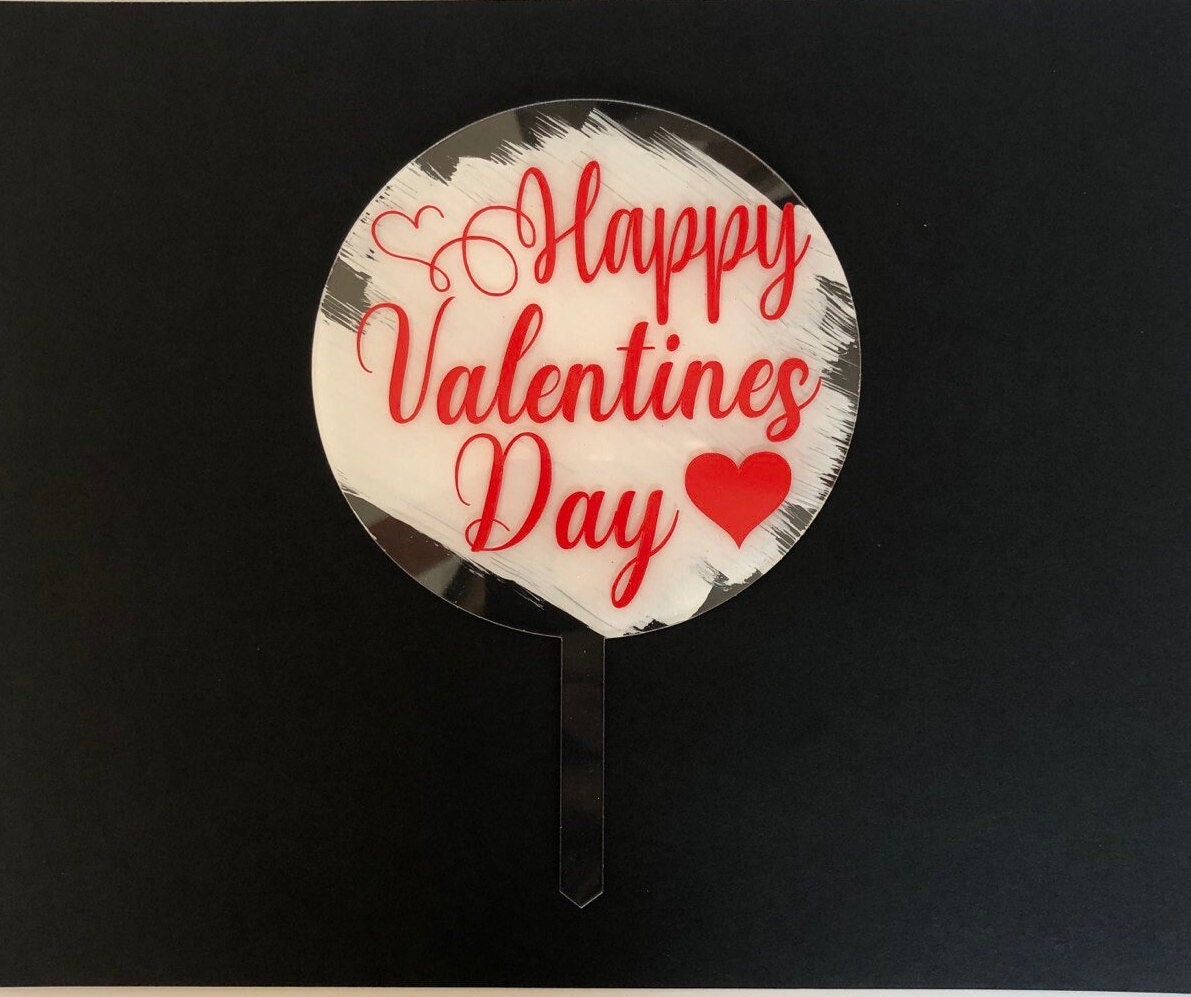 Acrílic Valentine's Day Cake Topper Round Cake - Etsy
