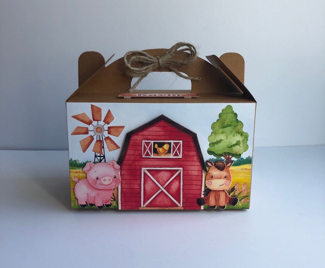 Farm Party Favor, Farm Goodie Bag, Barn Gable Box , Farm Party Supplies ...