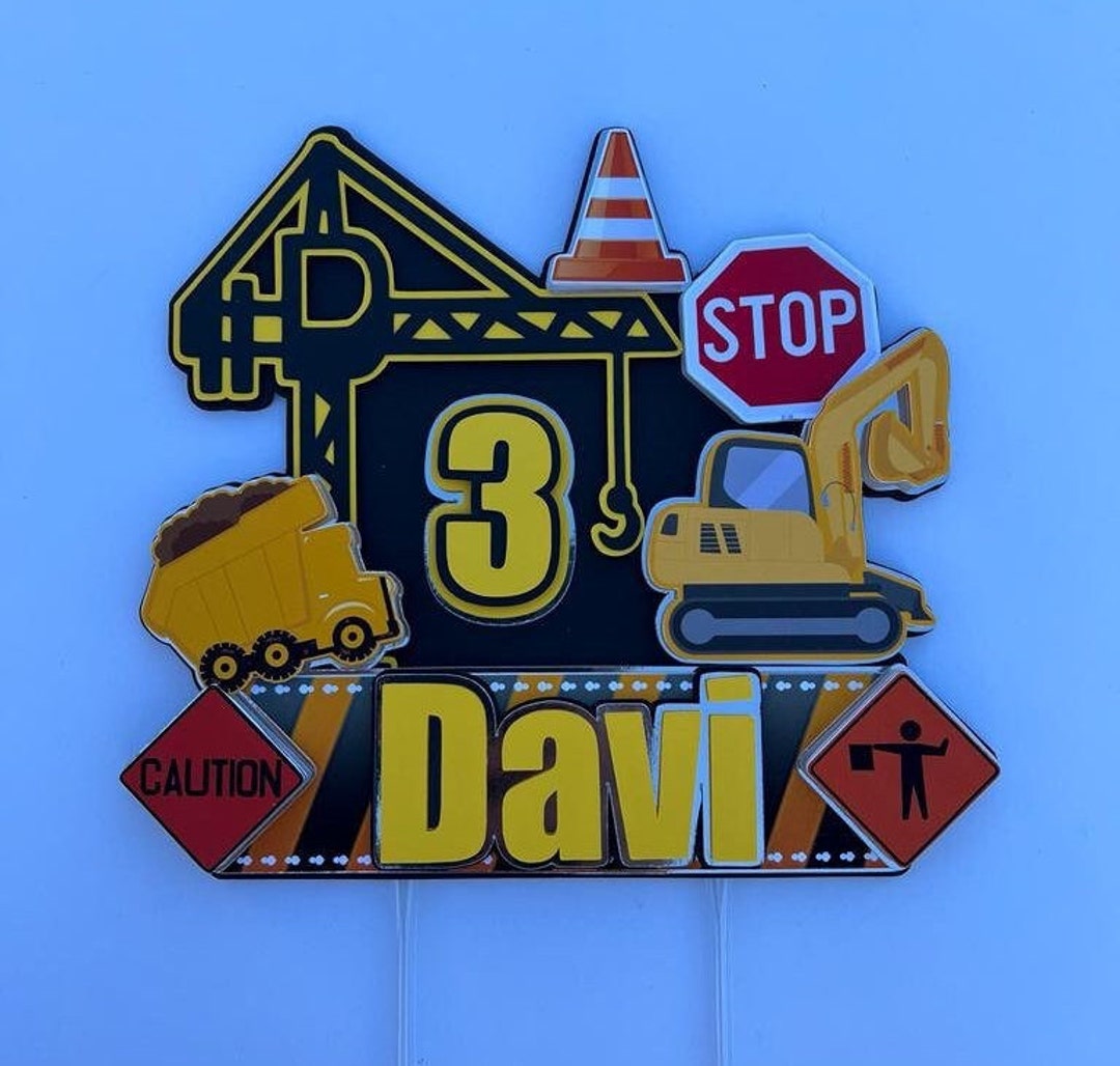 Construction Cake Topper: Personalized Birthday Party Decoration - Etsy