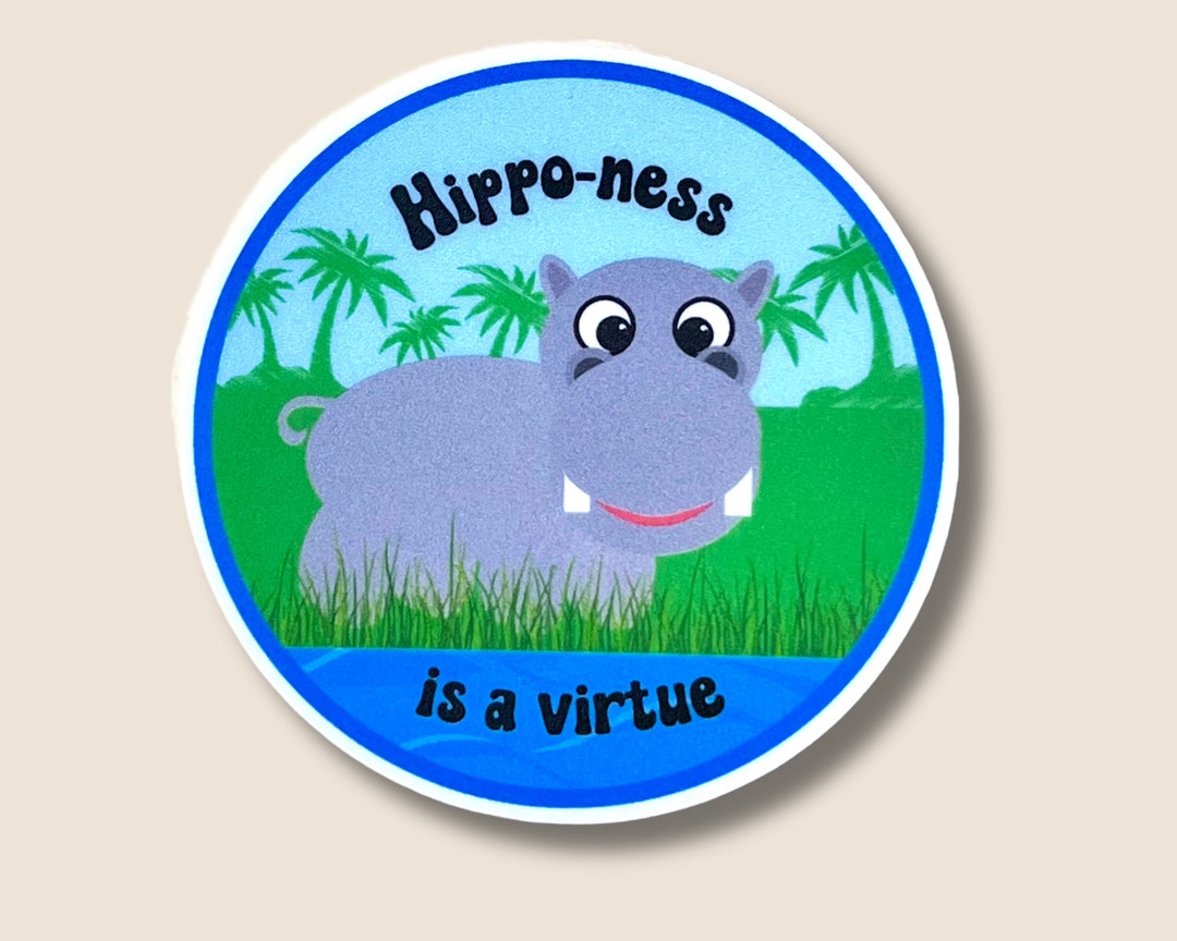 Cute Hippo Gift, Vinyl Hippo Sticker, Zoo Animal Stickers, Laptop ...
