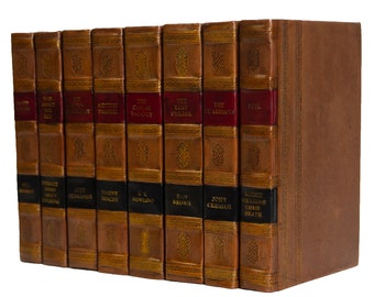 Medium Brown Leather Books Choose Your Colors Office, Home, Staging ...