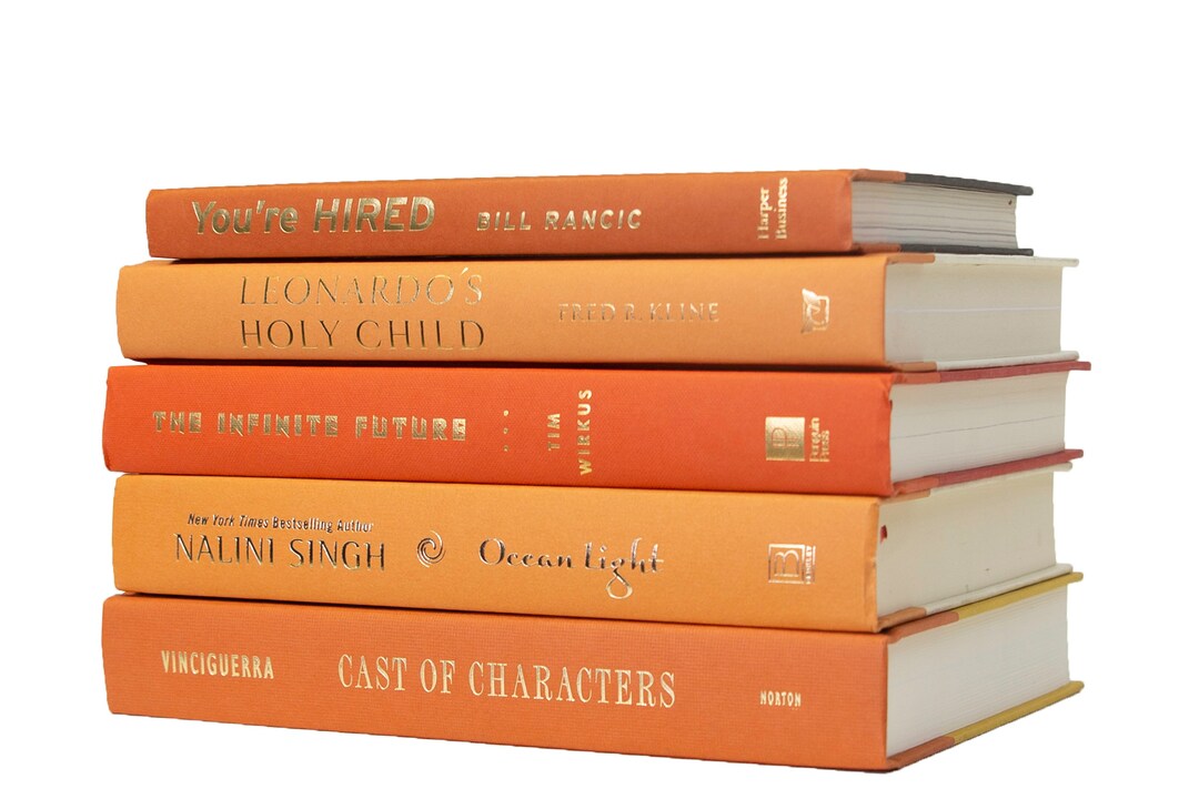 Canyon Orange Book Stack- 5 Books Office, Home, Staging, Wedding, Props ...